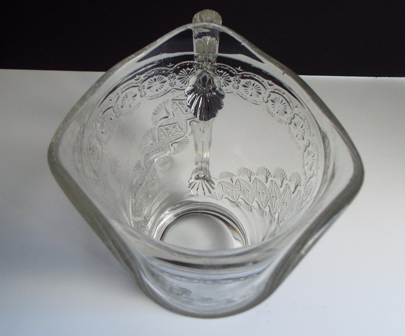 Antique Eapg Clear Glass Pitcher W Diagonal Band Early American Pattern Glass 175 Qt Etsy