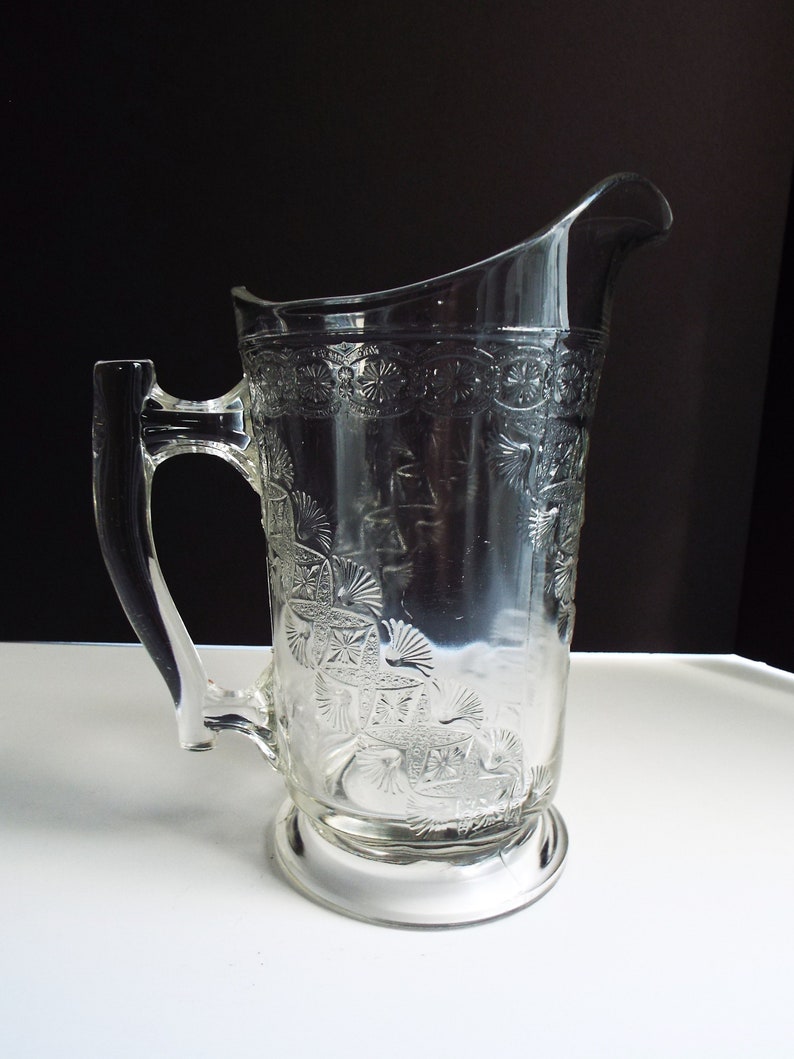 Antique EAPG Clear Glass Pitcher W/ Diagonal Band Early American ...