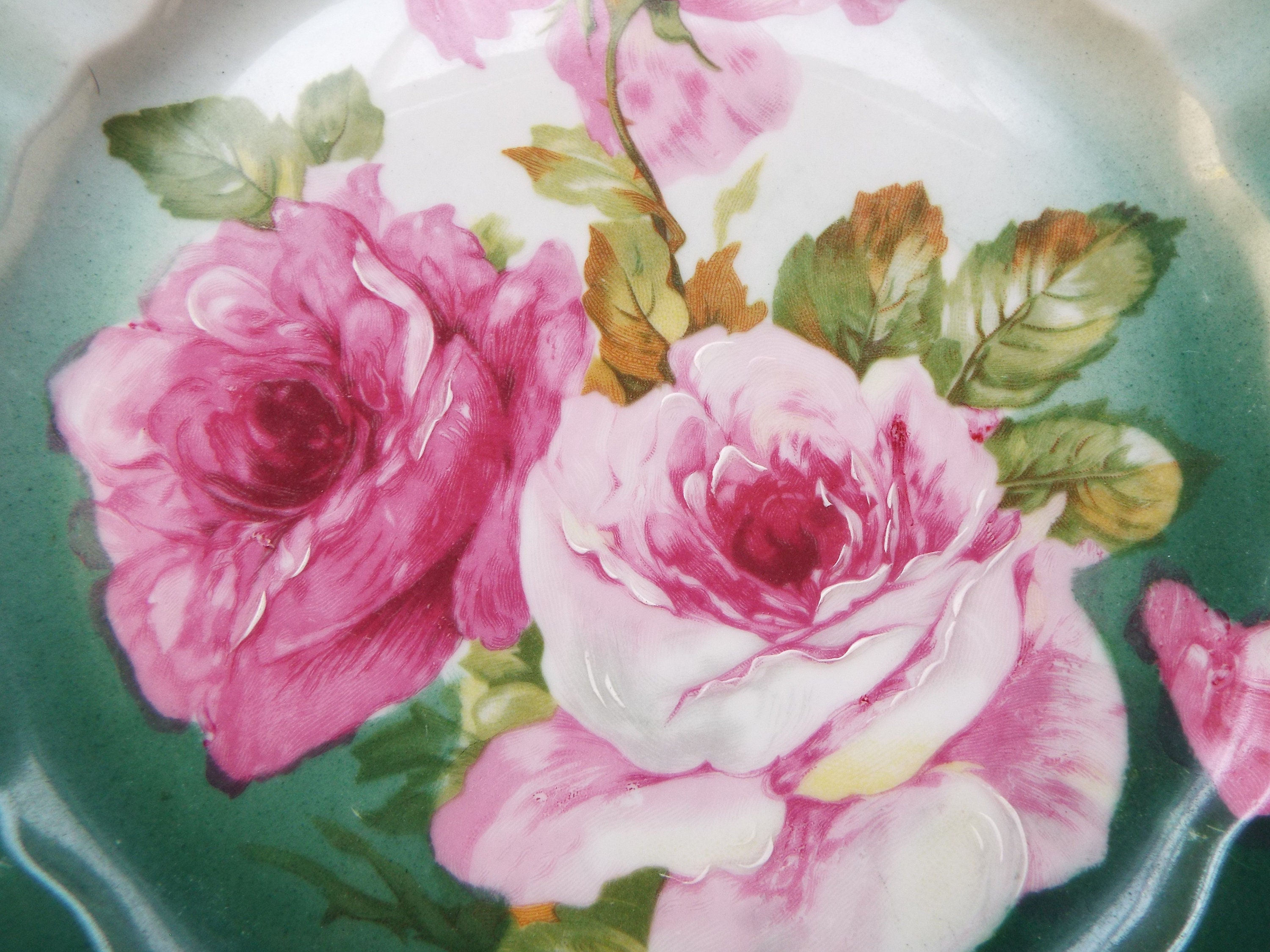 Antique Carl Tielsch Germany Roses 10 1/2" Serving Plate Handpainted - Etsy