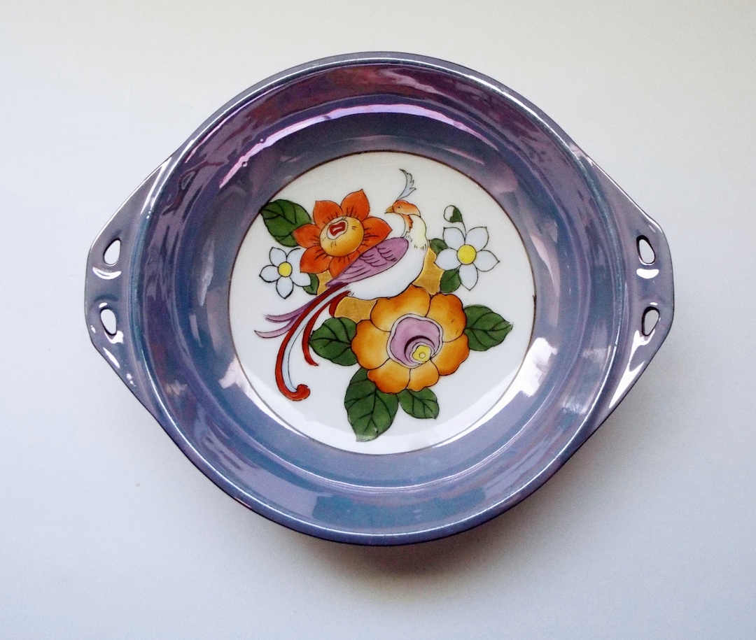 Noritake Art Deco Blue Lusterware 8" Serving Bowl 1930s Hand Painted ...