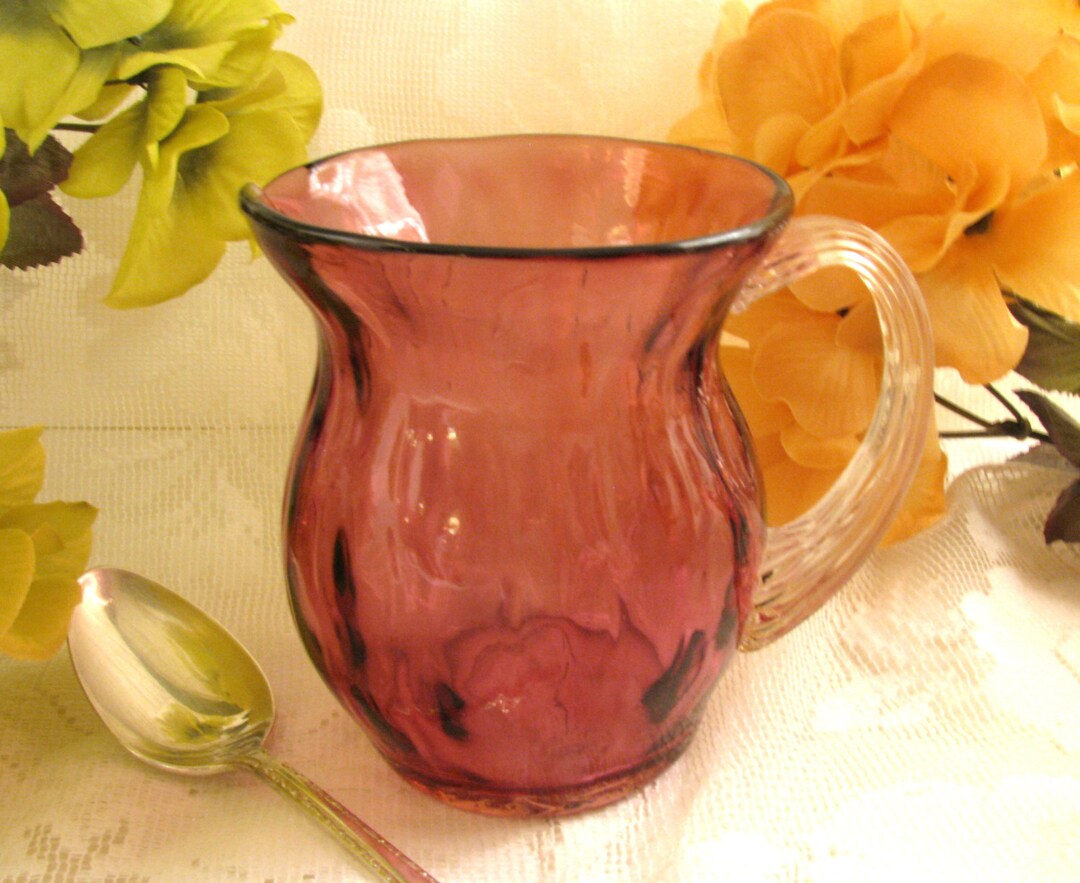 Vintage Hand Blown Pilgrim Art Glass Cranberry Pitcher or - Etsy
