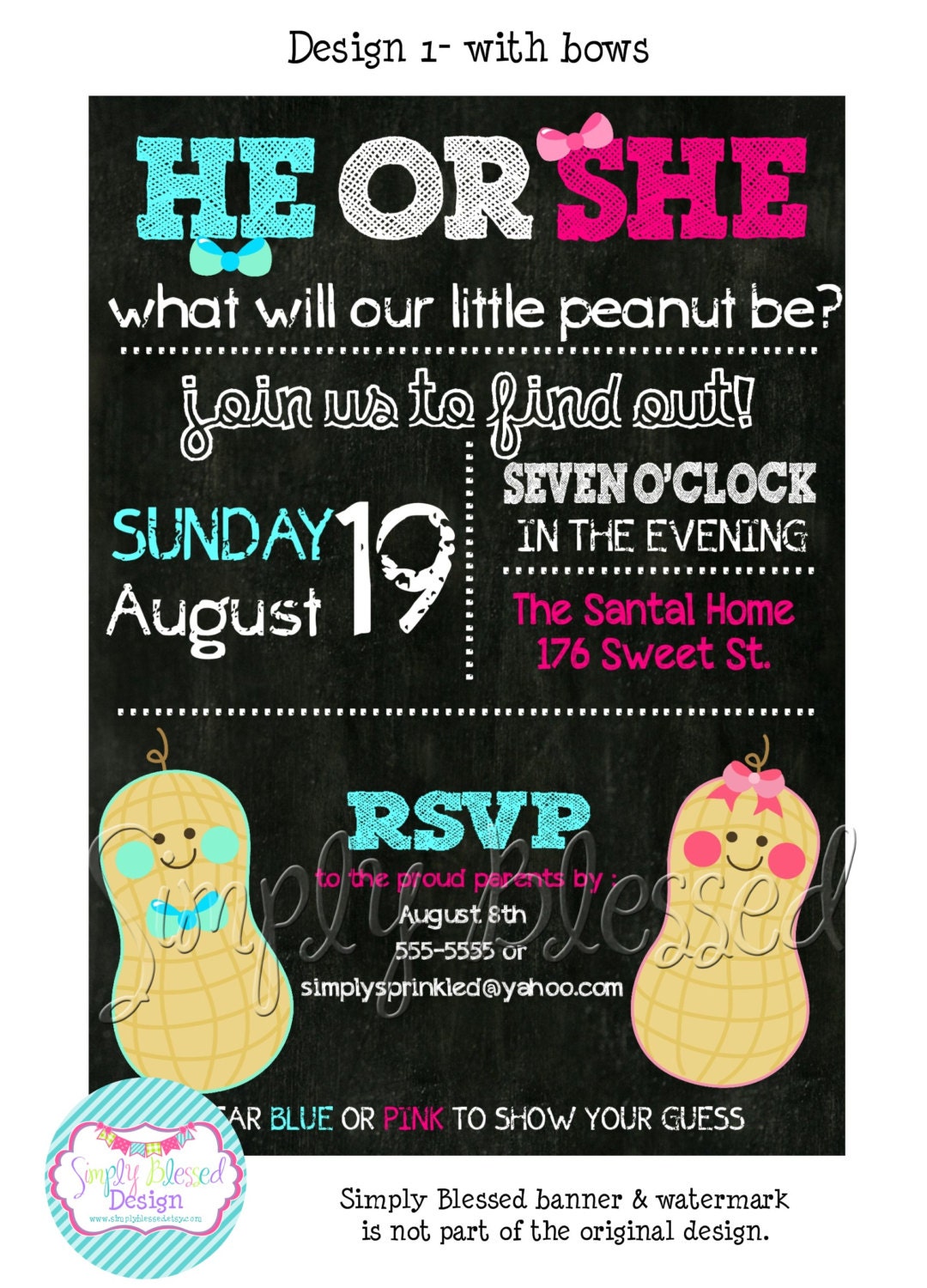 Little Peanut Gender Reveal Invitation DIY By: - Etsy