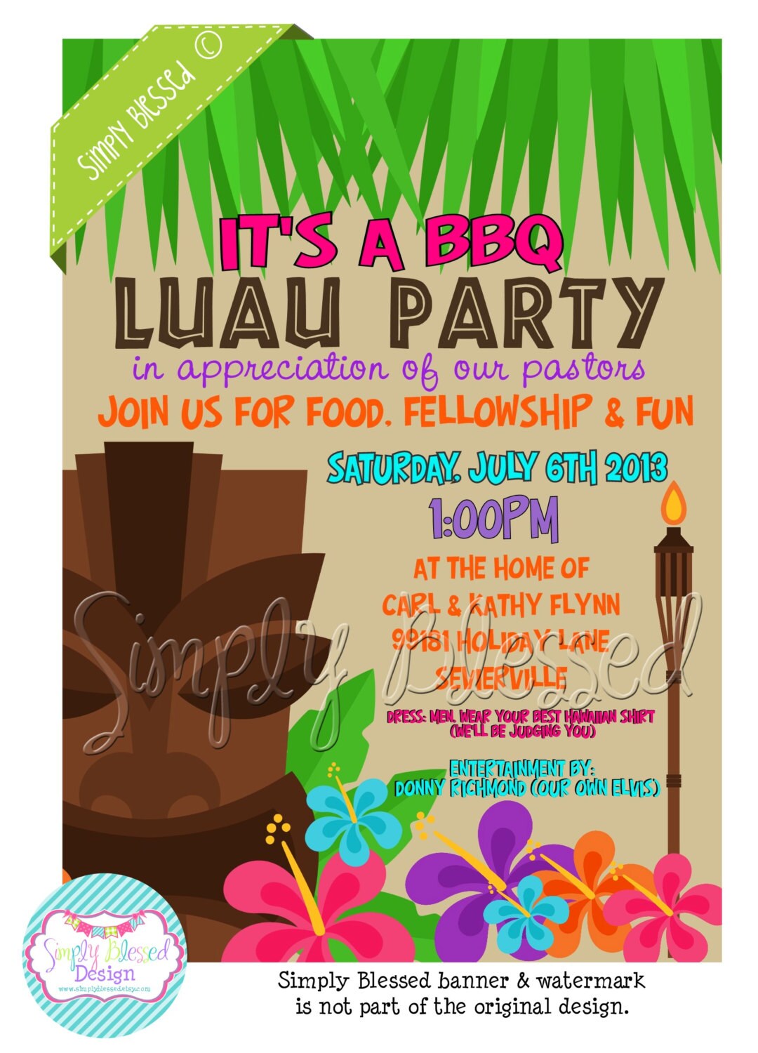 ALHOA Luau Party Birthday Invitation DIY By: - Etsy