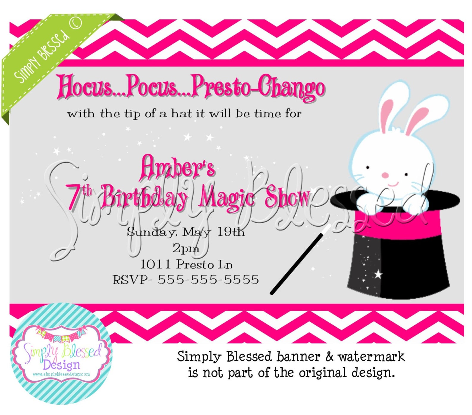PRESTO Magic Hat Birthday Invitation DIY By: - Etsy