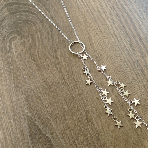 Silver Star Long Necklace Delicate Silver Star Theme | Etsy