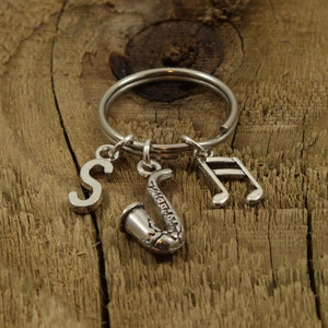 Saxophone Keyring, Saxophone Keychain, Personalised Saxophone Gift ...