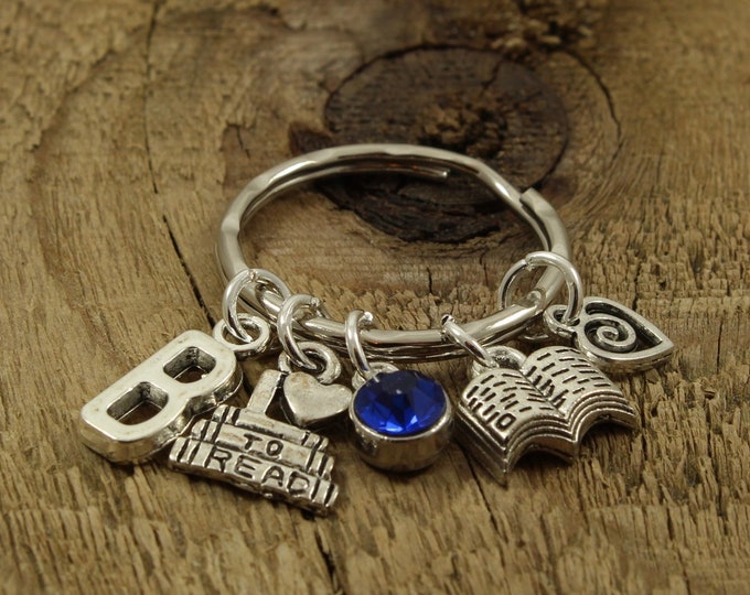 Book Lover Keyring, Book Lover Keychain, Book Worm, Reader Keyring ...