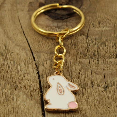 Cute Bunny Keyring Rabbit Keychain Gold Bunny Keyring | Etsy
