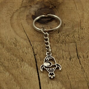 Silver Rocket Keychain, Rocket Keyring, Space Keychain, Space Keyring ...