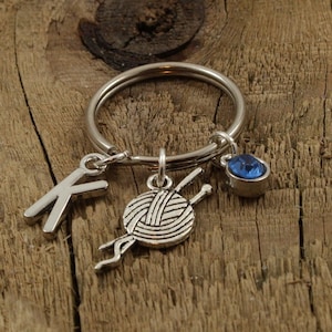 Knitting Keyring, Knitting Keychain, Personalized Knitter Keyring ...