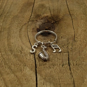 Saxophone Keyring, Saxophone Keychain, Personalised Saxophone Gift ...