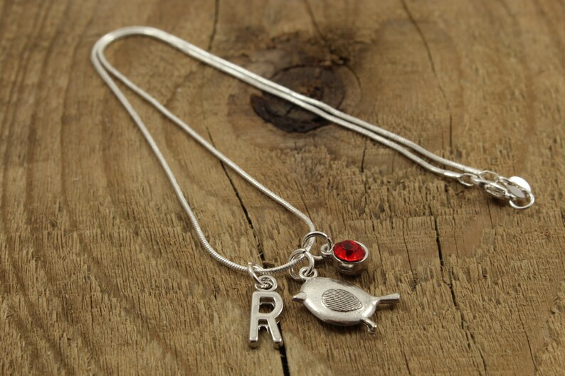 Robin Necklace, Silver Robin Necklace, Robin Charm, Personalised ...