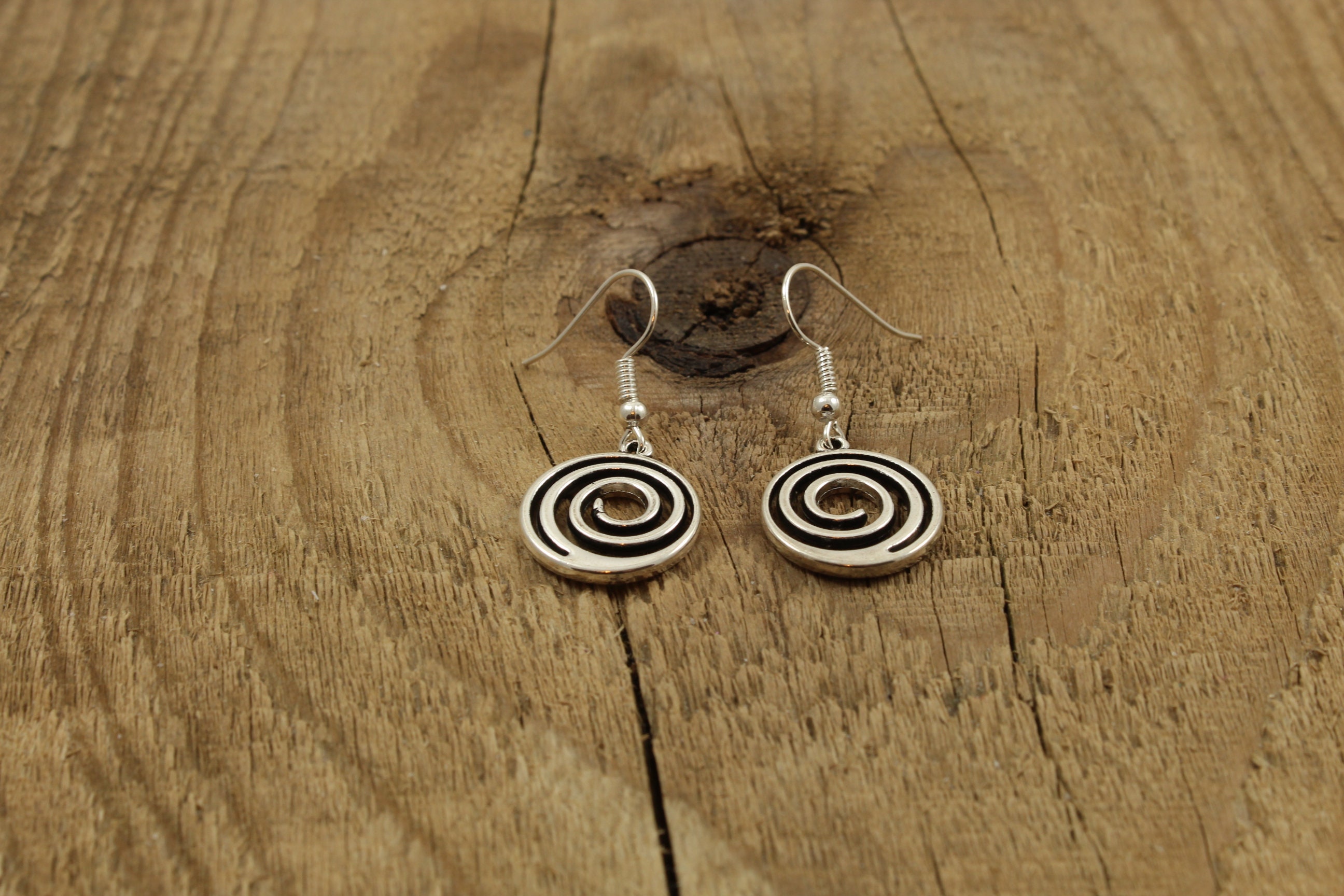 Silver Spiral Earrings Circle Earrings Swirl Earrings Wave | Etsy