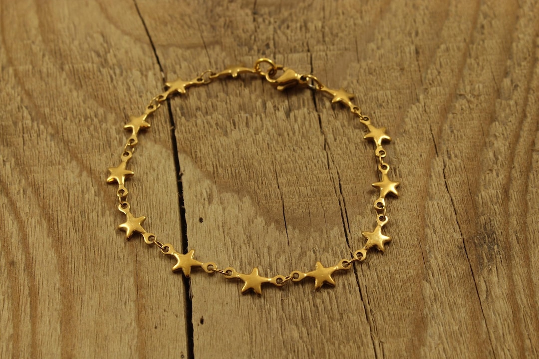 Gold Star Chain Bracelet, Gold Star Bracelet, Star Jewellery, Star ...