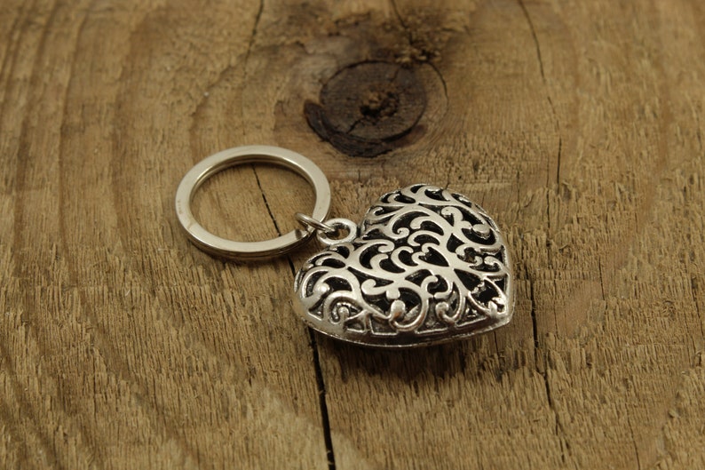 3d Heart Keyring, Heart Keychain, 3d Heart Keychain, Silver Heart ...