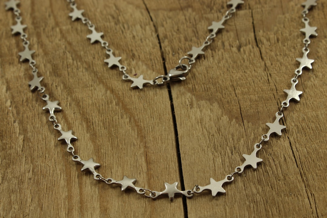 Silver Star Chain Necklace, Silver Star Necklace, Star Jewellery, Star ...