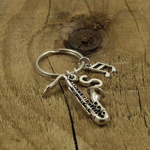 Saxophone Keychain, Saxophone Keyring, Personalised Saxophone Gift ...