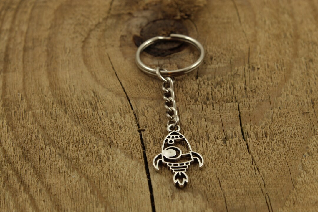 Silver Rocket Keychain, Rocket Keyring, Space Keychain, Space Keyring ...