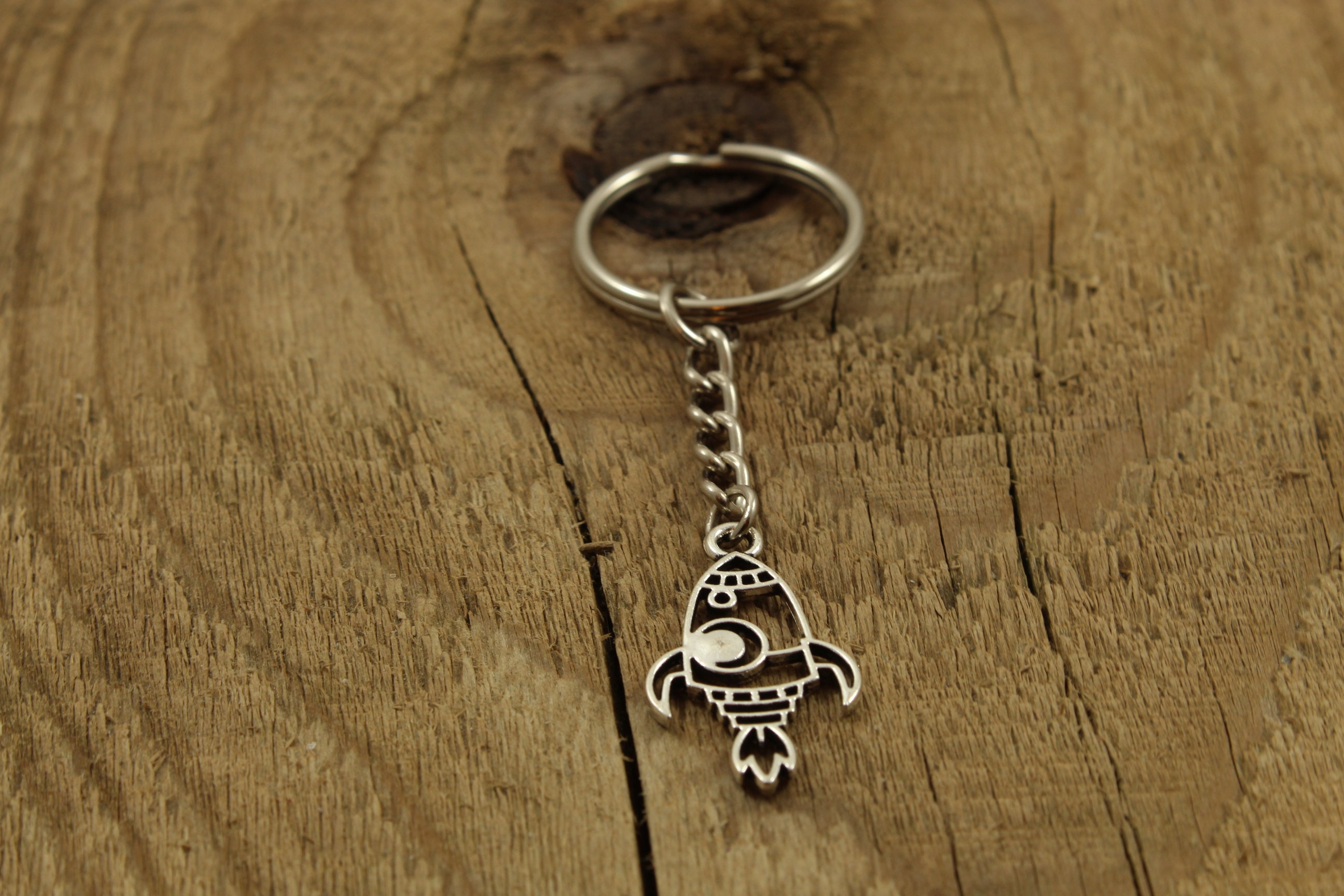 Silver Rocket Keychain Rocket Keyring Space Keychain Space - Etsy