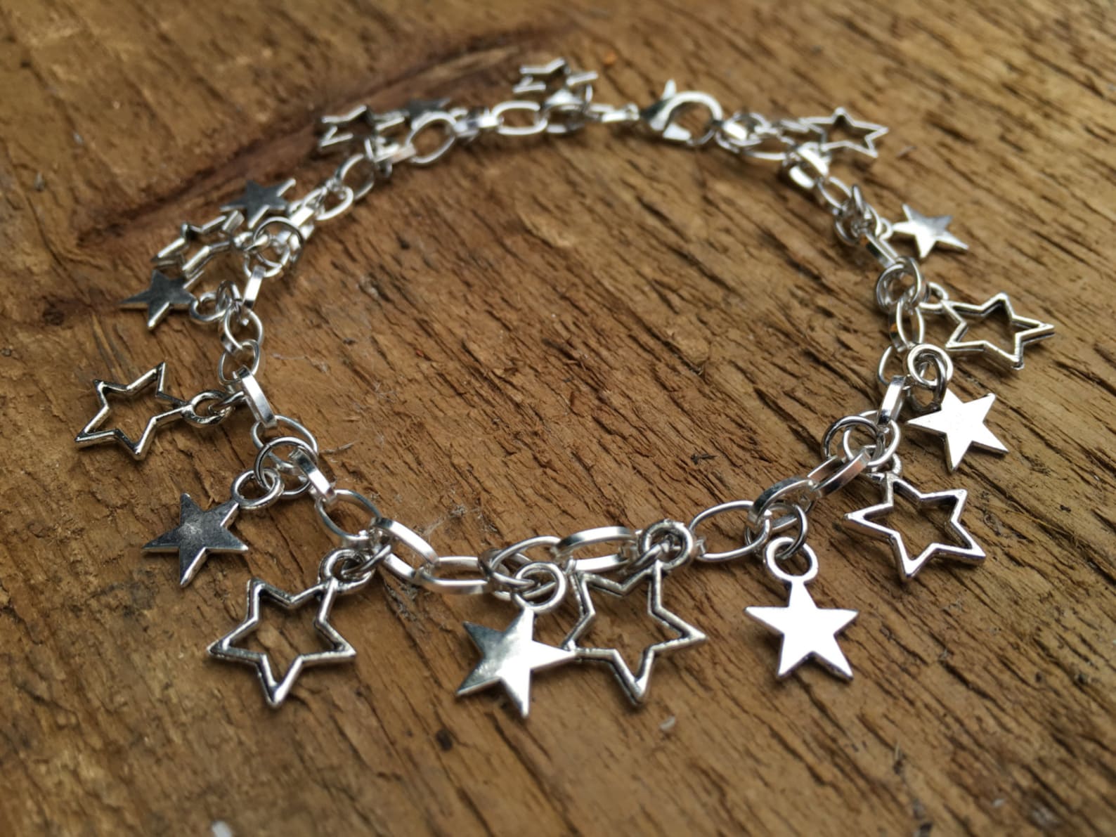 Star Charm Bracelet, Silver Star Jewellery, Adjustable Star Chain ...