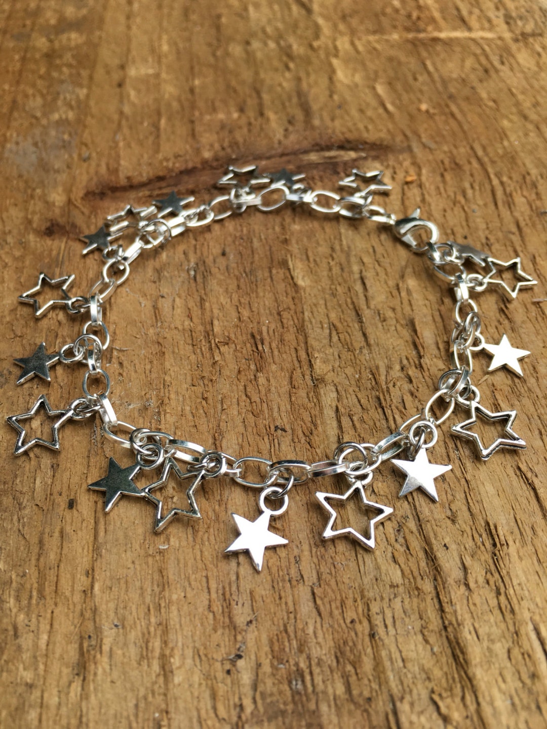 Star Charm Bracelet, Silver Star Jewellery, Adjustable Star Chain ...