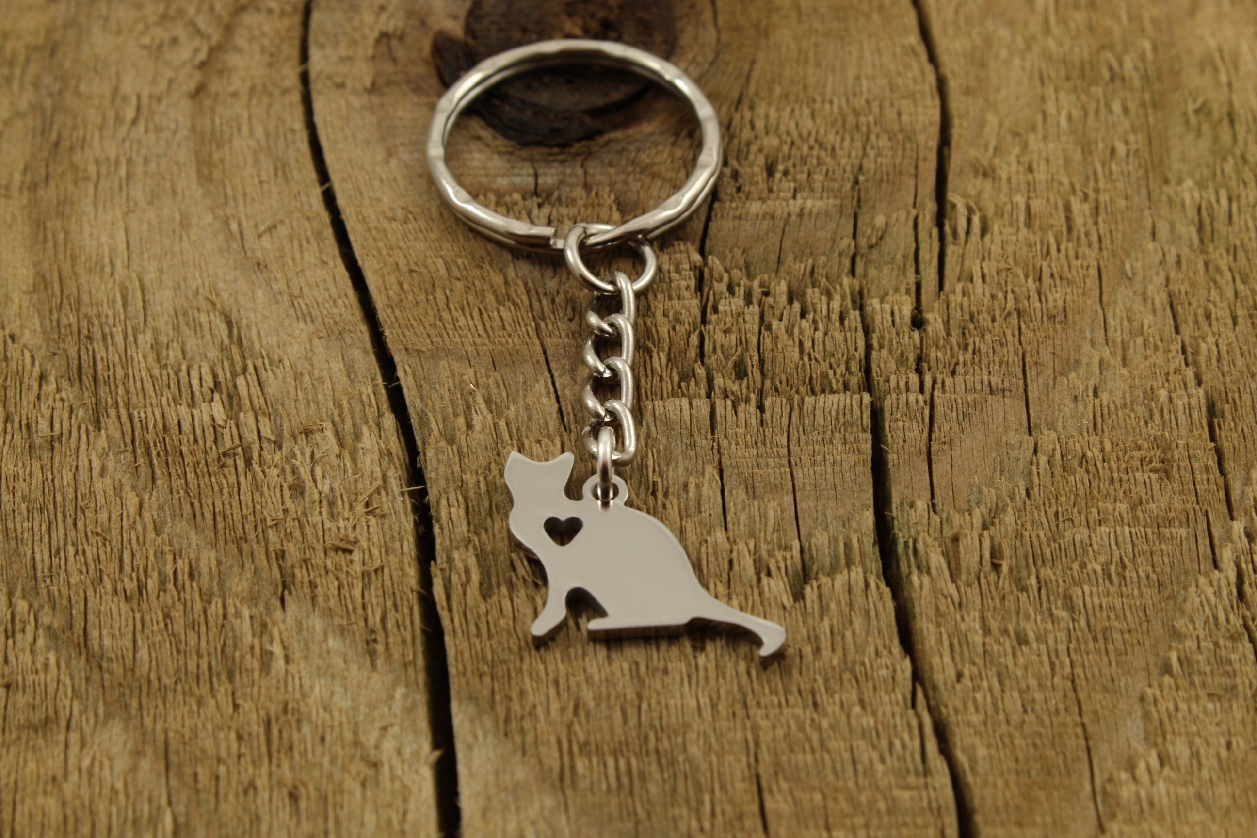 Cat Keychain, Cat Keyring, Silver Cat Keyring, Friendship Gift, Silver ...