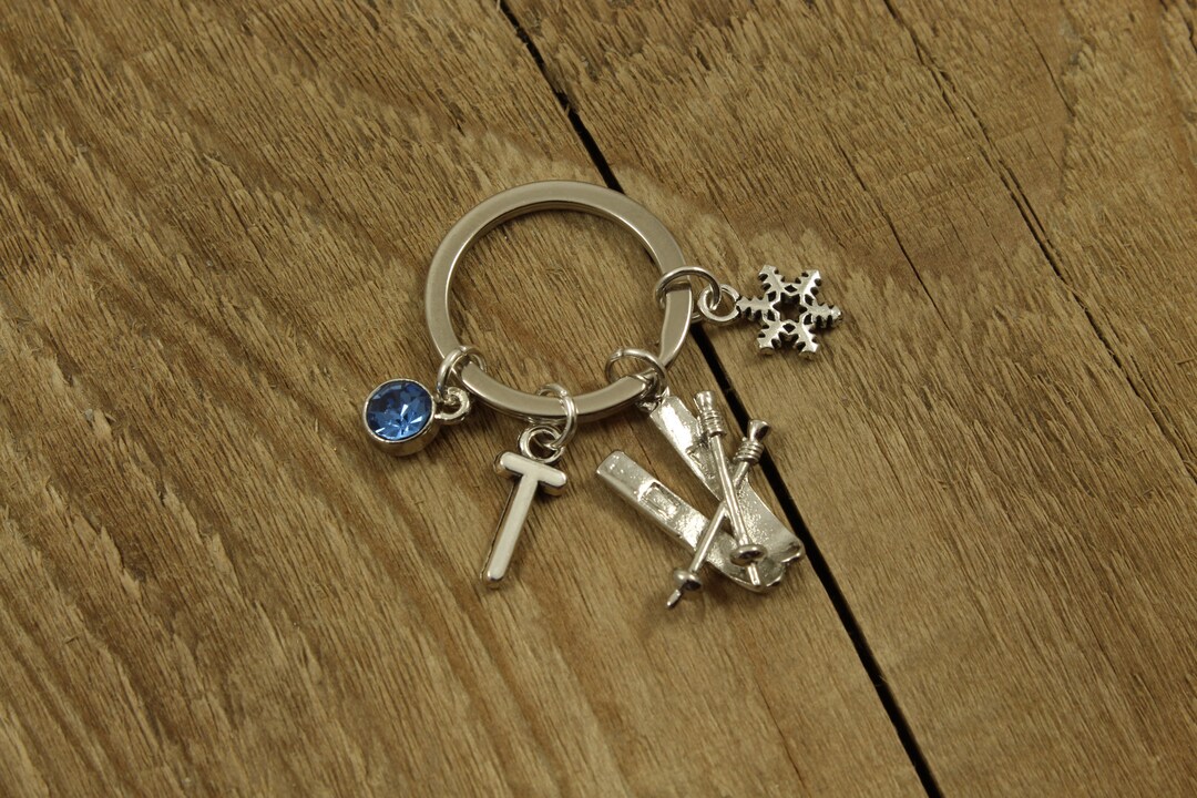 Ski Keychain, Ski Keyring, Personalized Ski Gift, Personalised Skiing ...