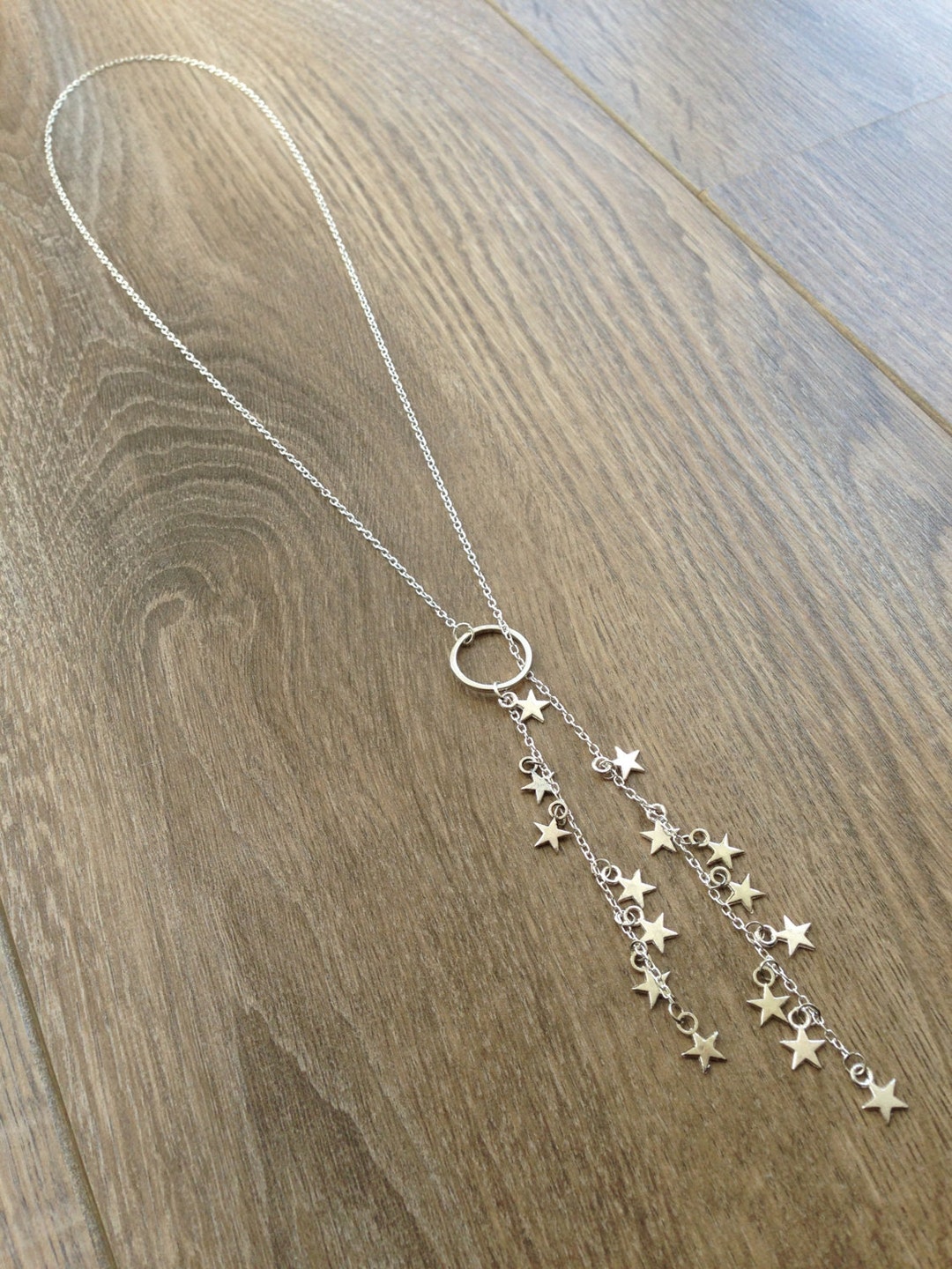Silver Star Long Necklace, Delicate Silver Star Theme Necklace, Star ...