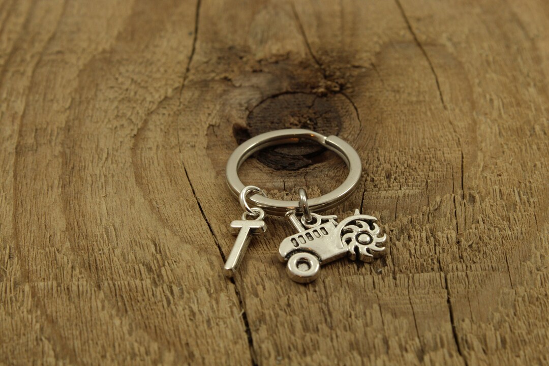 Tractor Keychain, Tractor Gift, Tractor Keyring, Farmer Gift, Silver ...