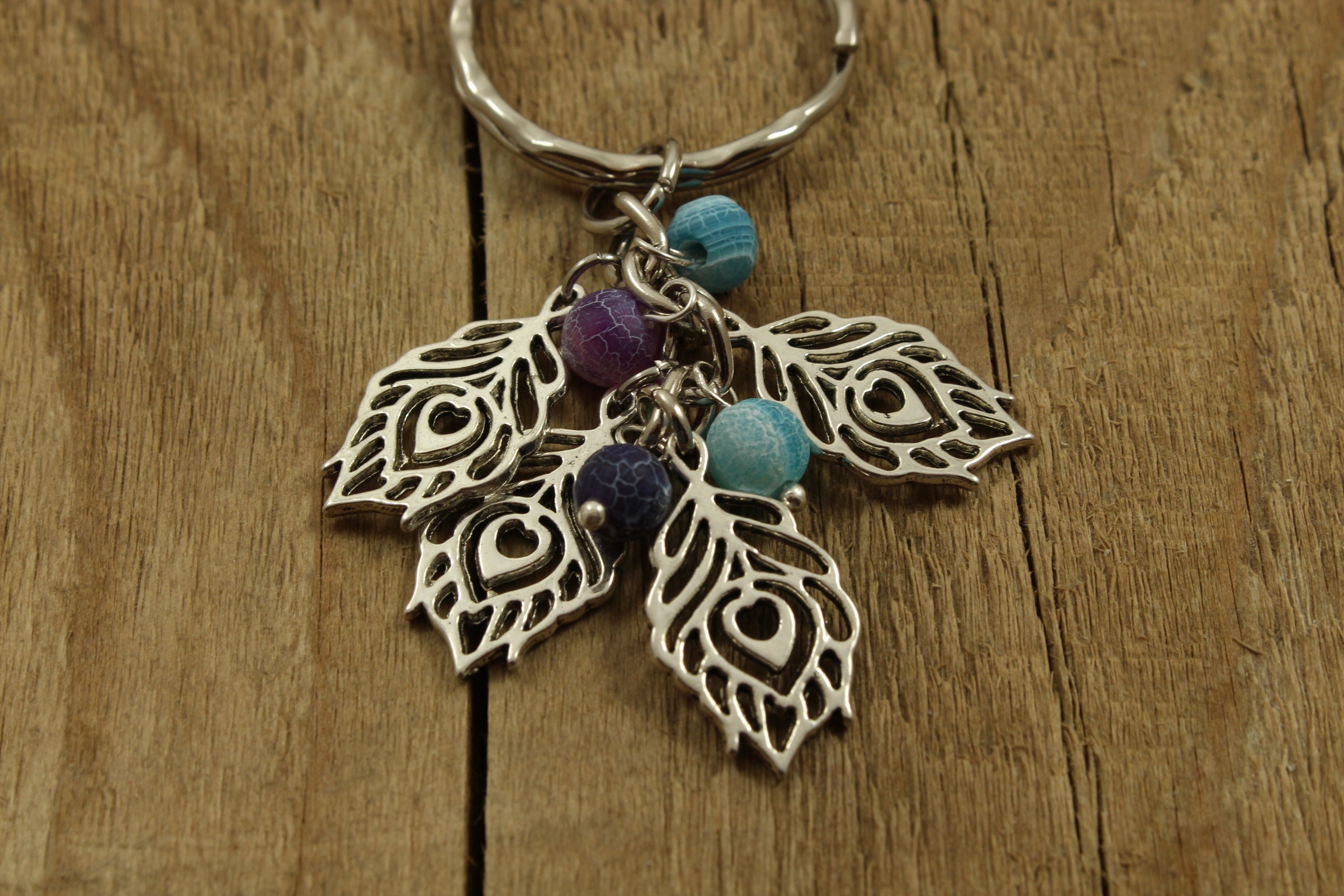 Peacock Feather Keychain Peacock Keyring Peacock Feather - Etsy