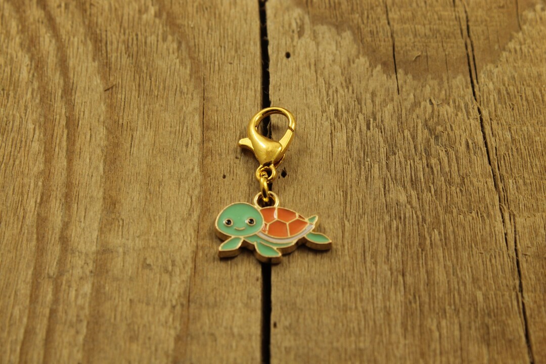Turtle Zipper Charm, Gold Turtle Clip, Zipper Charm, Turtle Zip Charm ...