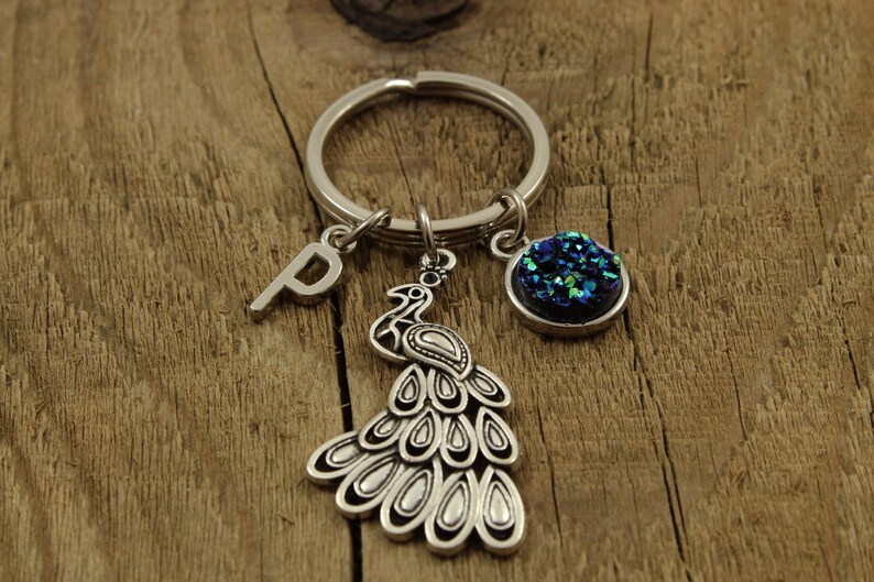 Peacock keyring peacock keychain peacock charm personalised | Etsy