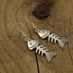 Fish Earrings, Fish Jewellery, Fish Bone Earrings, Skeleton Earrings ...