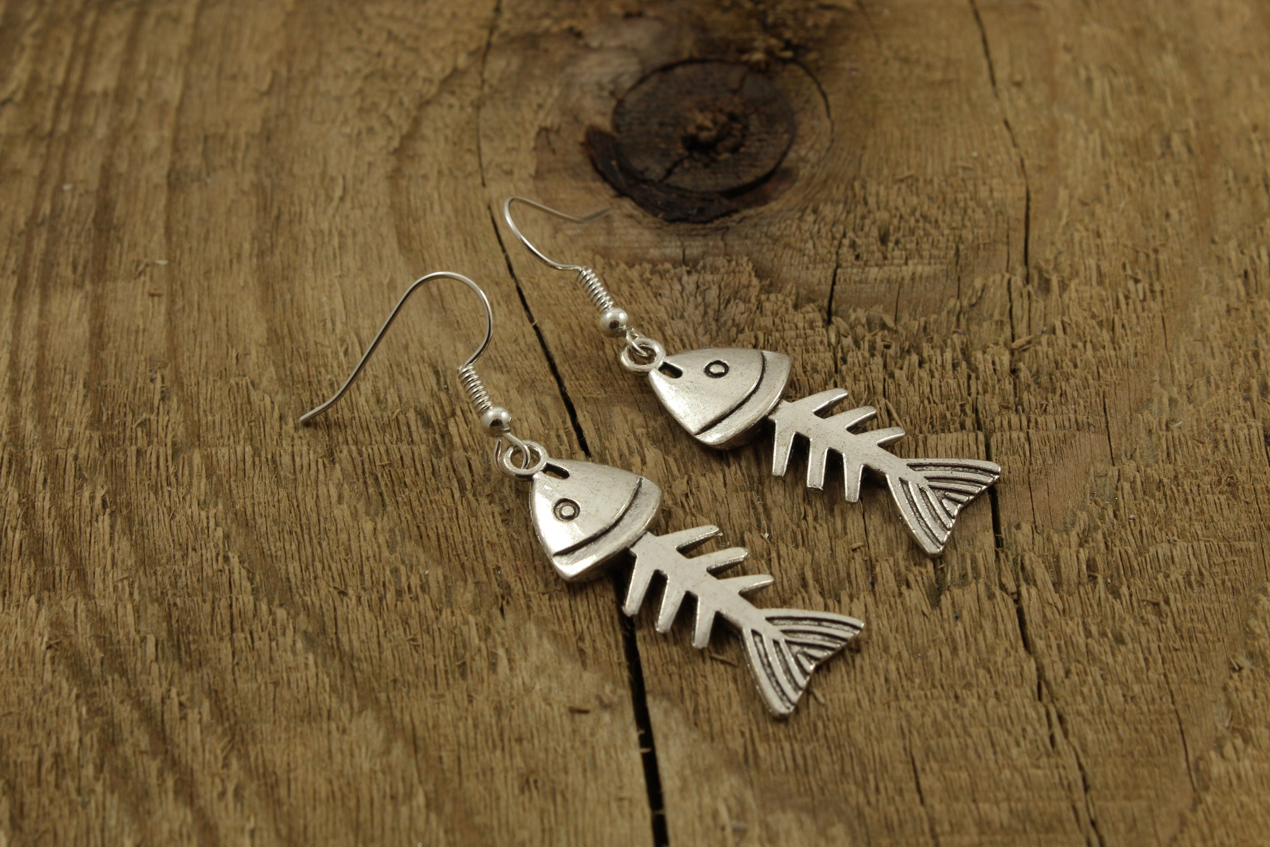 Fish Earrings, Fish Jewellery, Fish Bone Earrings, Skeleton Earrings ...