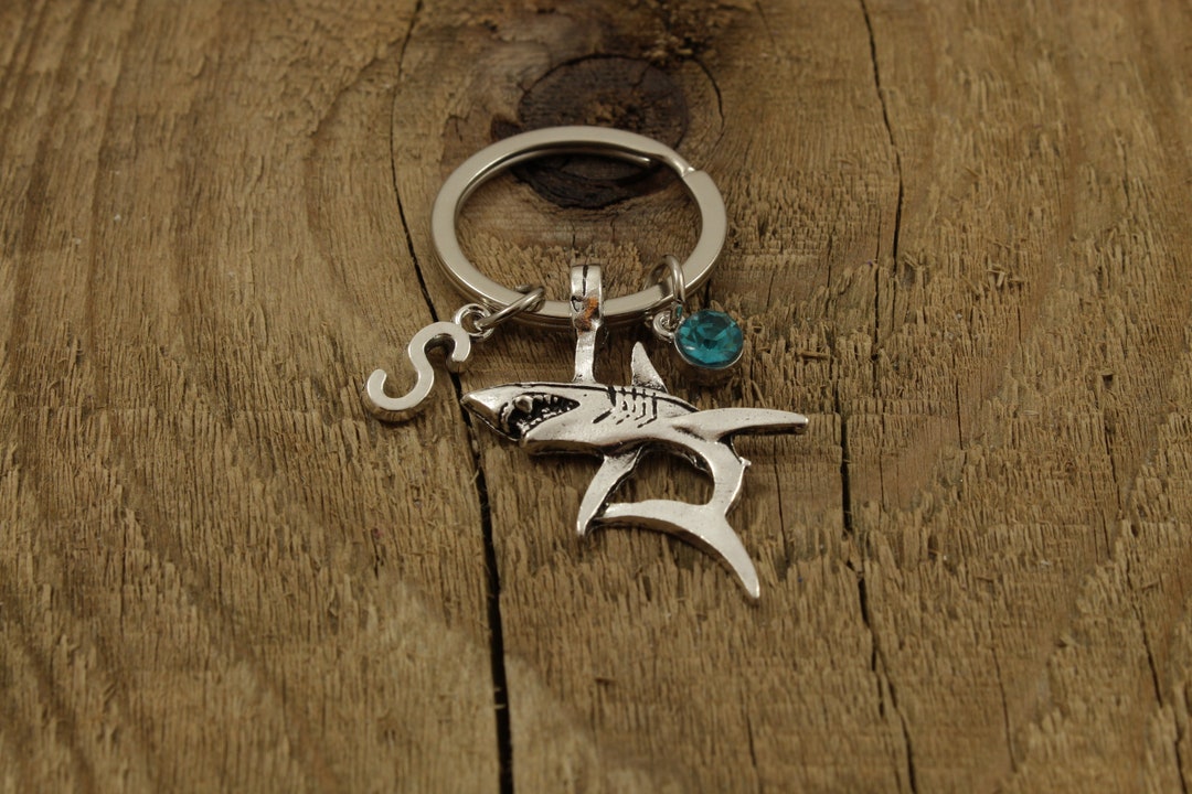 Shark Keyring, Shark Keychain, Shark Charm, Personalised Shark Keyring ...