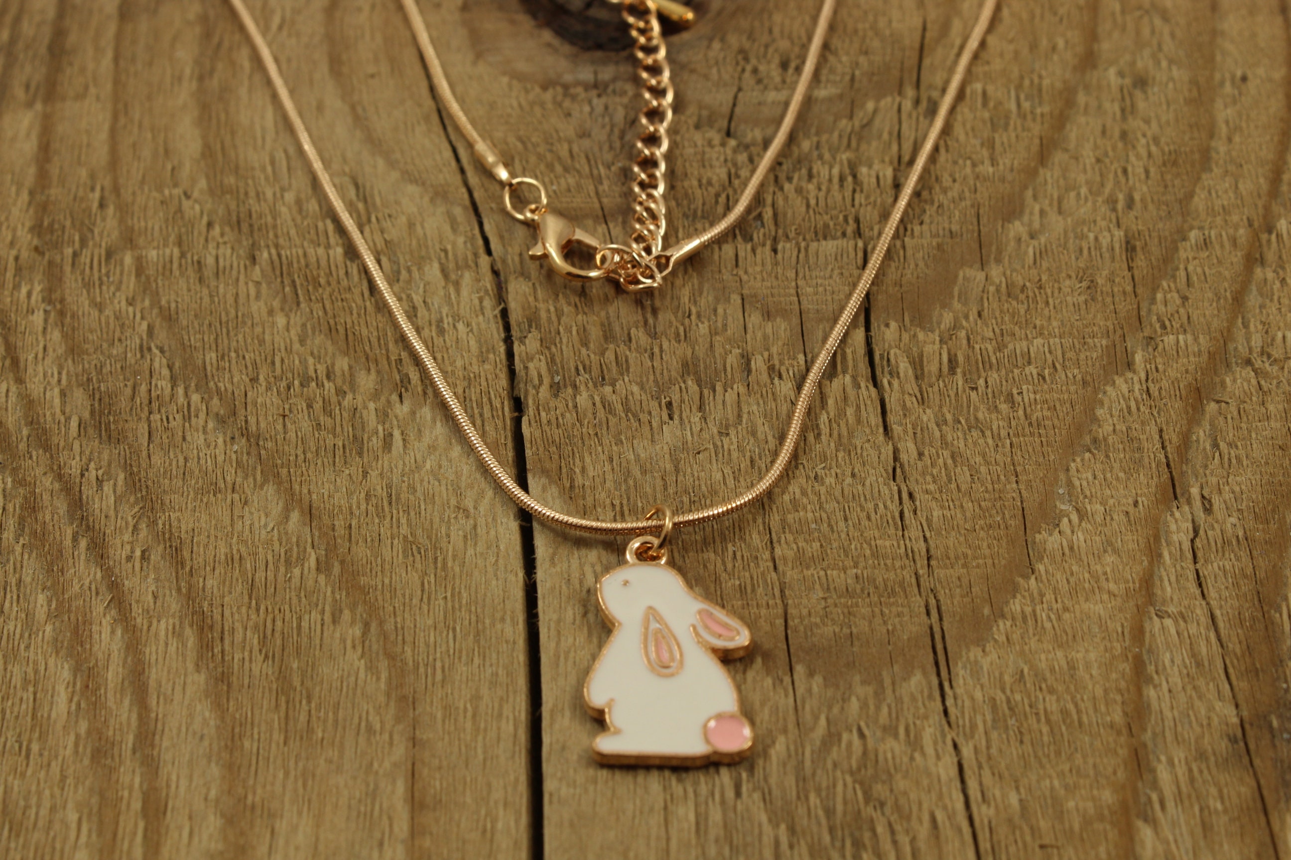 Gold Rabbit Necklace Enamel Rabbit Pendant Rabbit Lover | Etsy
