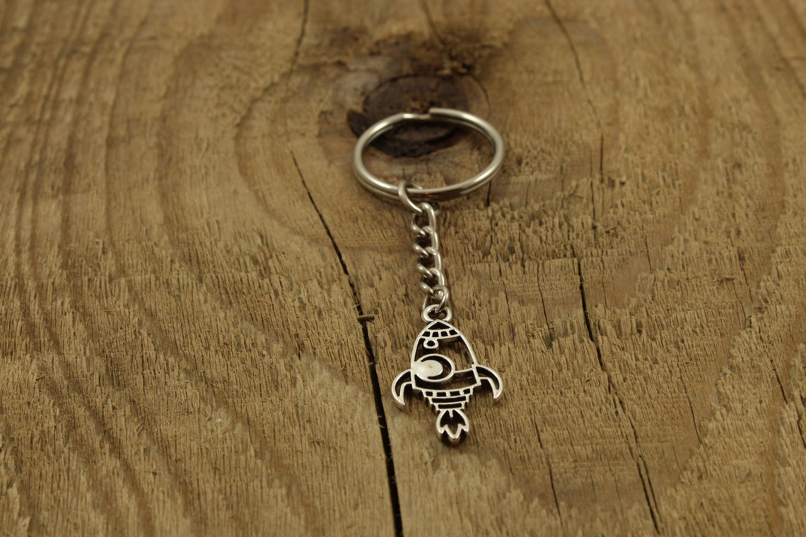 Silver rocket keychain rocket keyring space keychain space | Etsy