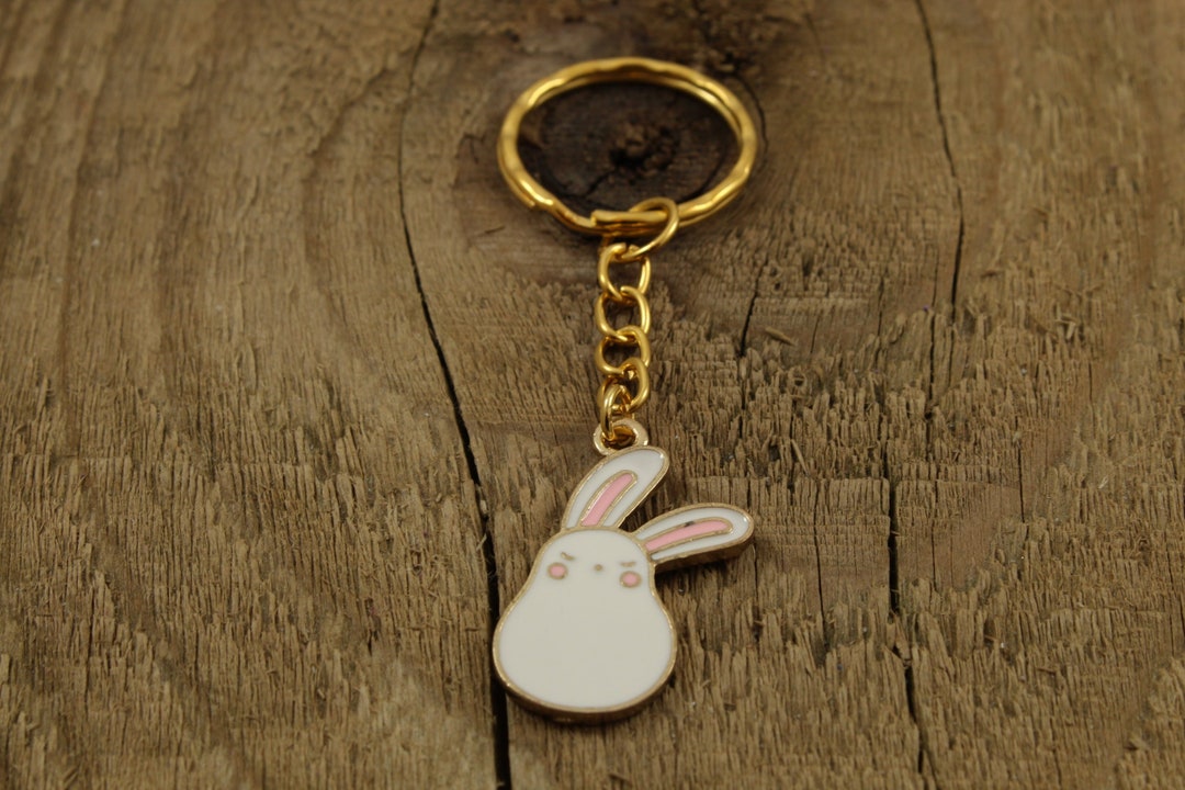 Rabbit Keychain Rabbit Keyring Gold Bunny Keyring Enamel - Etsy