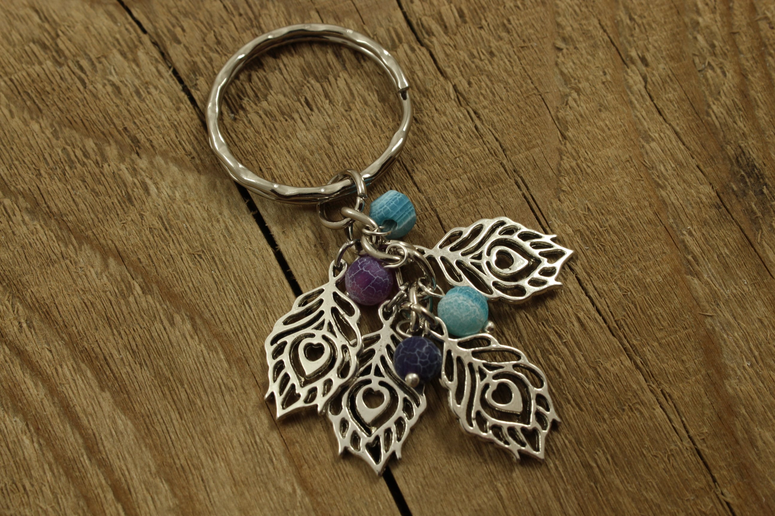 Peacock Feather Keychain Peacock Keyring Peacock Feather - Etsy