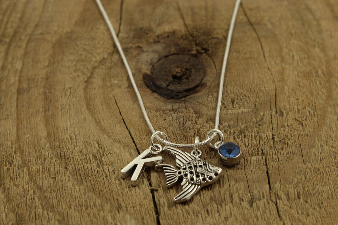 Angel Fish Necklace, Silver Fish Necklace, Angel Fish Charm ...