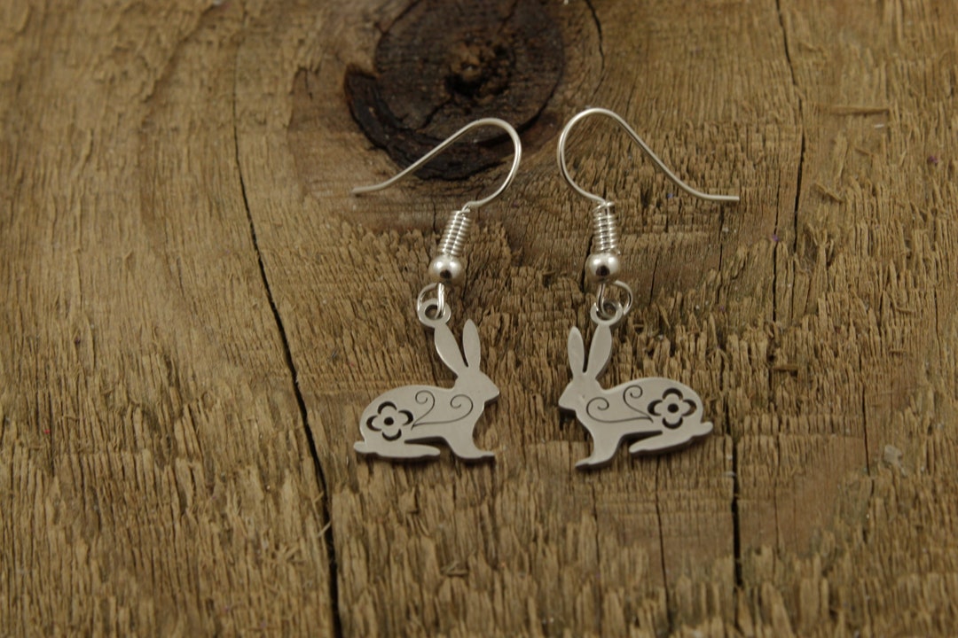 Bunny Earrings, Rabbit Earrings, Silver Rabbit Earrings, Rabbit ...