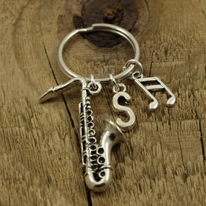 Saxophone Keychain, Saxophone Keyring, Personalised Saxophone Gift ...