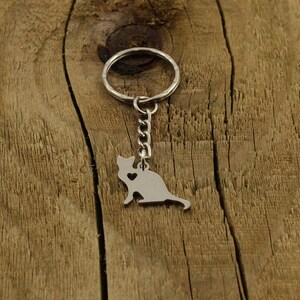 Cat Keychain, Cat Keyring, Silver Cat Keyring, Friendship Gift, Silver ...