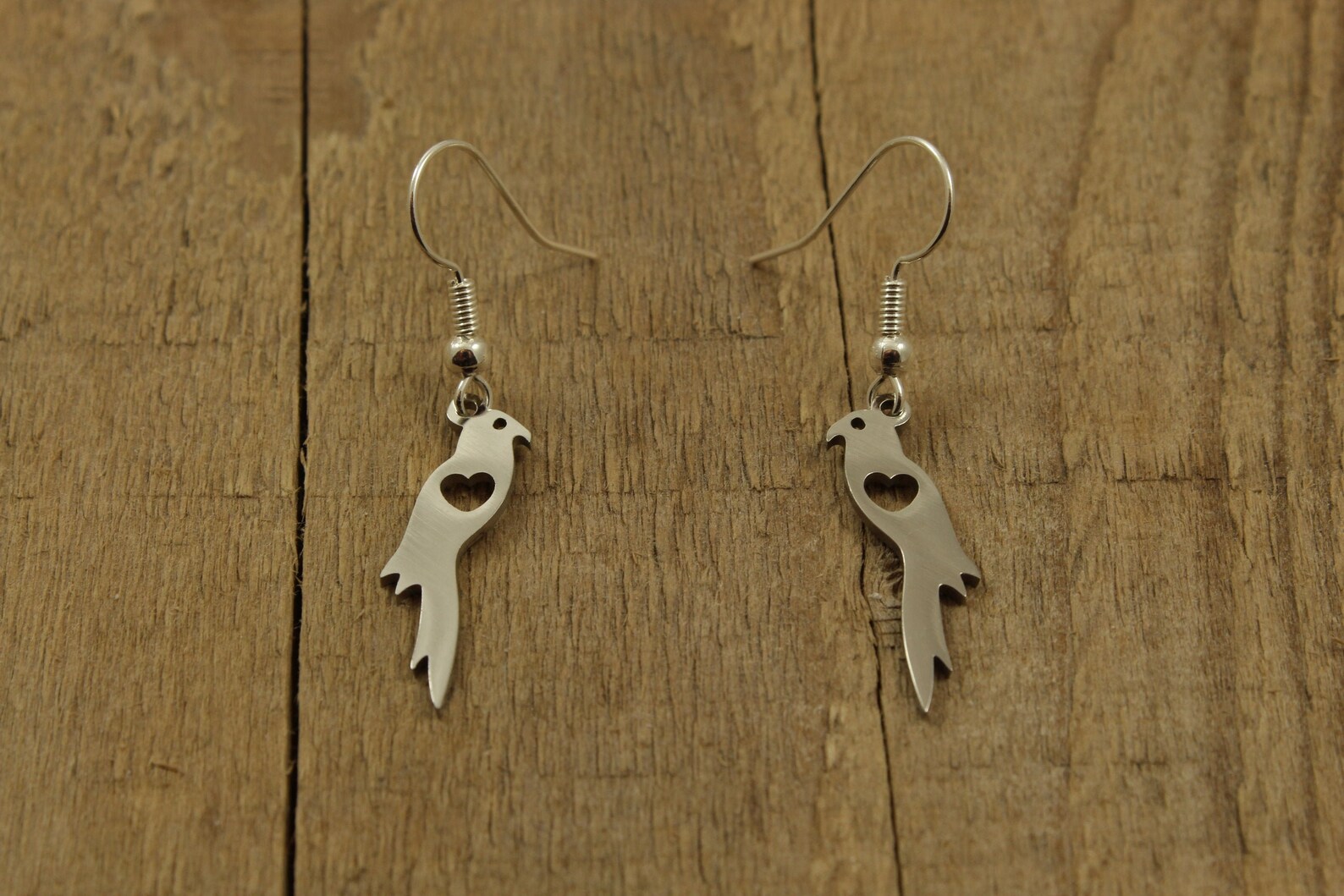 Parrot Earrings, Silver Parrot Earrings, Stainless Steel Parrot ...