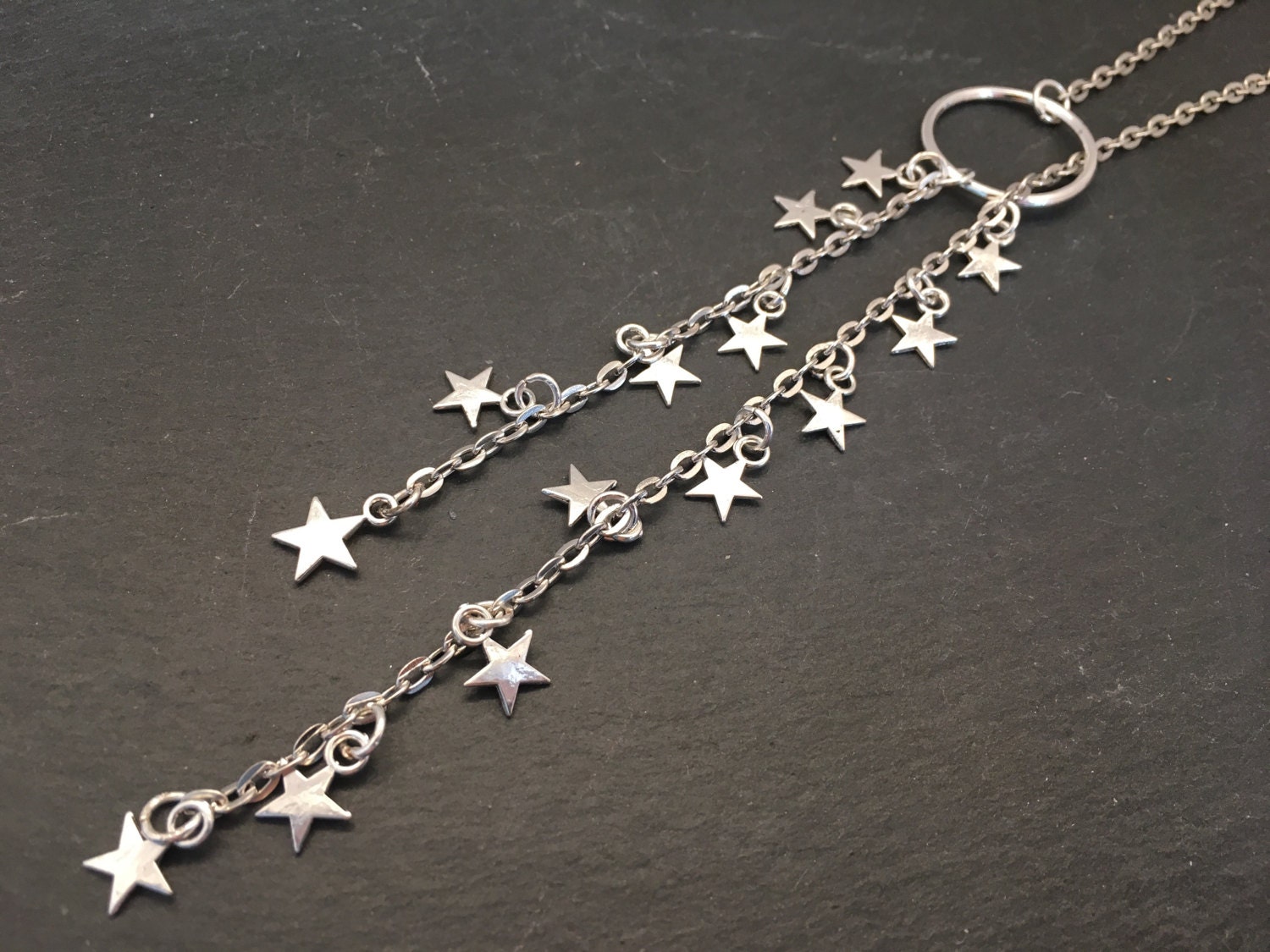 Silver Star Long Necklace Delicate Silver Star Theme - Etsy UK