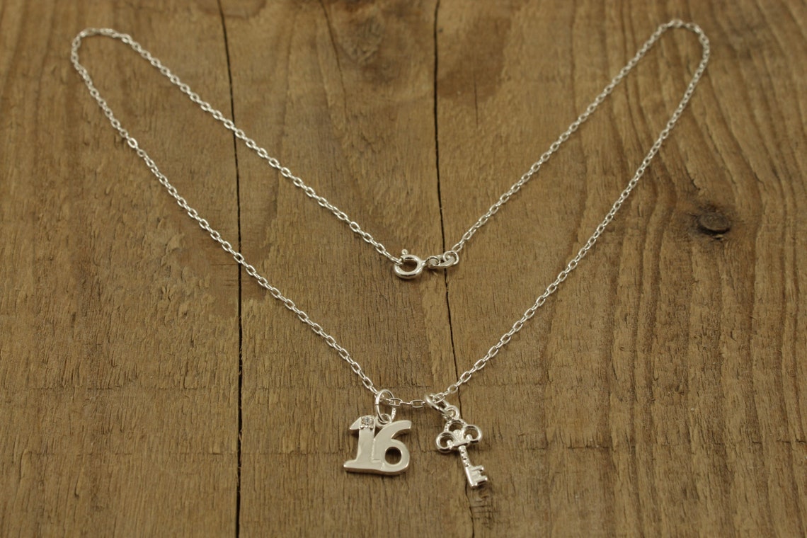 Sterling Silver 16 Necklace, 16th Birthday Gift, 16th Birthday Necklace ...