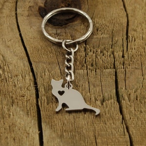 Cat Keychain, Cat Keyring, Silver Cat Keyring, Friendship Gift, Silver ...