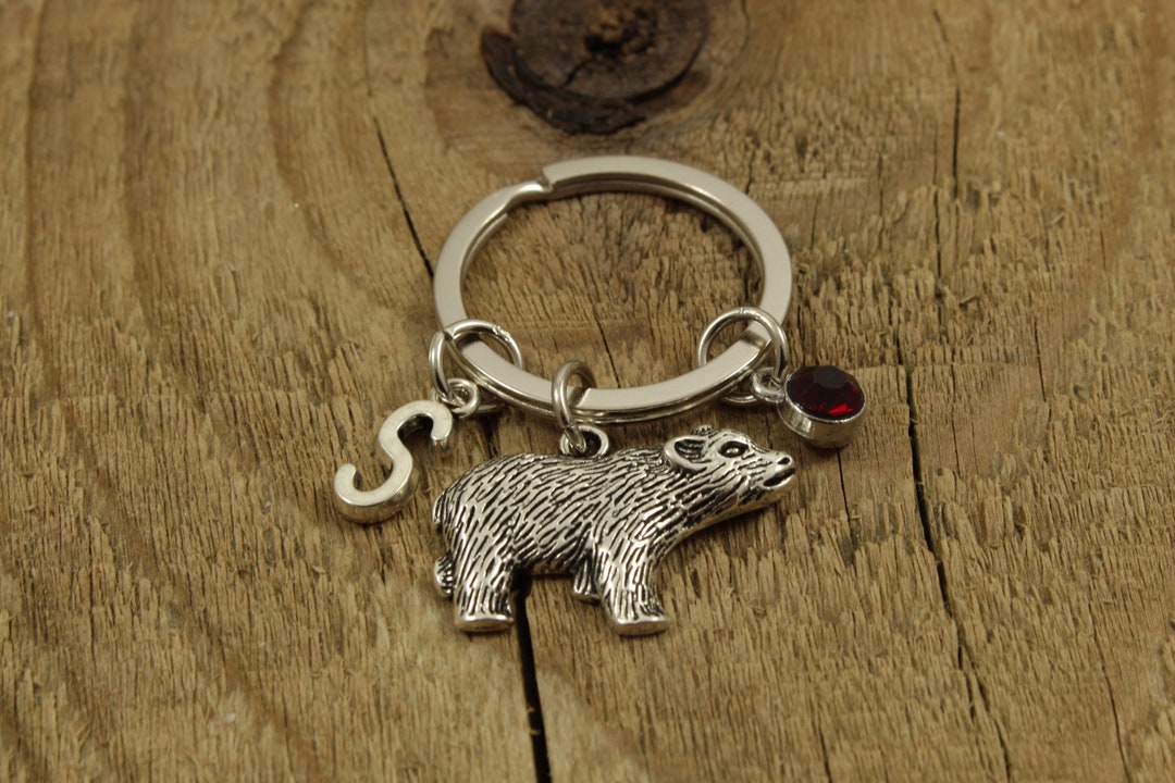 Bear Keyring, Bear Keychain, Grizzly Bear Keyring, Personalised Keyring ...
