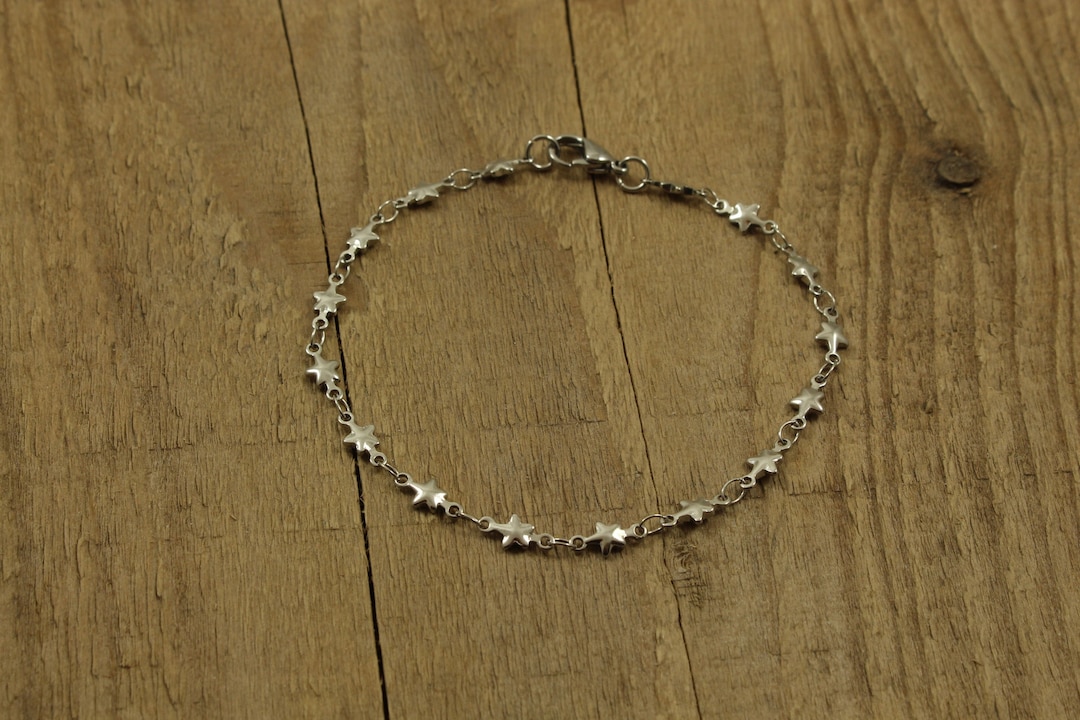 Silver Star Chain Bracelet, Silver Star Bracelet, Star Jewellery, Star ...
