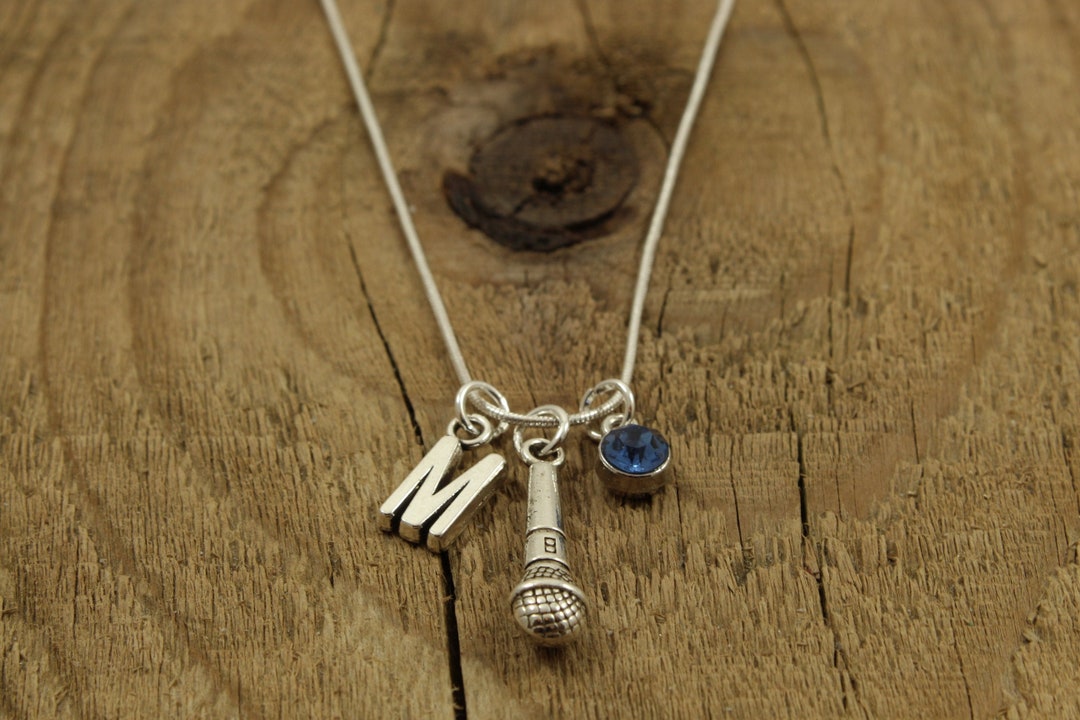 Microphone Necklace, Microphone Pendant, Karaoke Necklace, Personalised ...